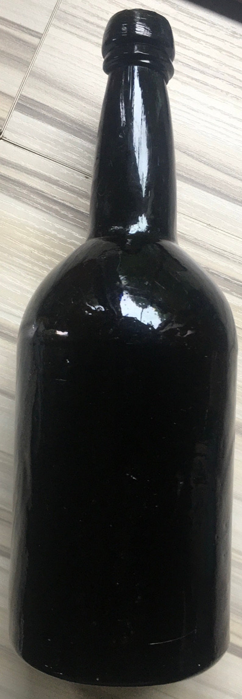 Rare Antique Black Glass Bottle - Etsy