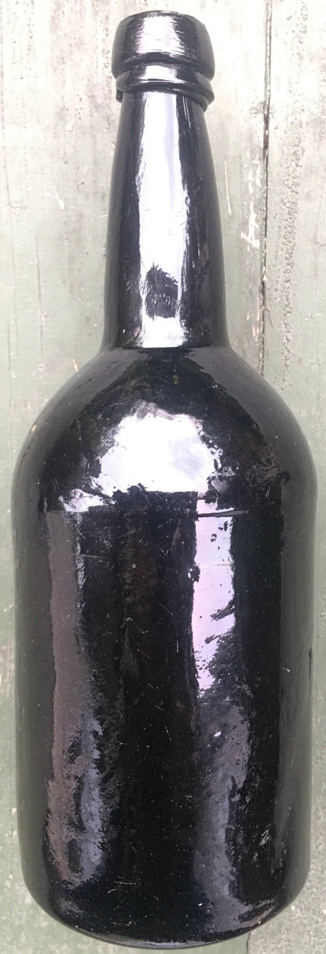 Rare Antique Black Glass Bottle - Etsy