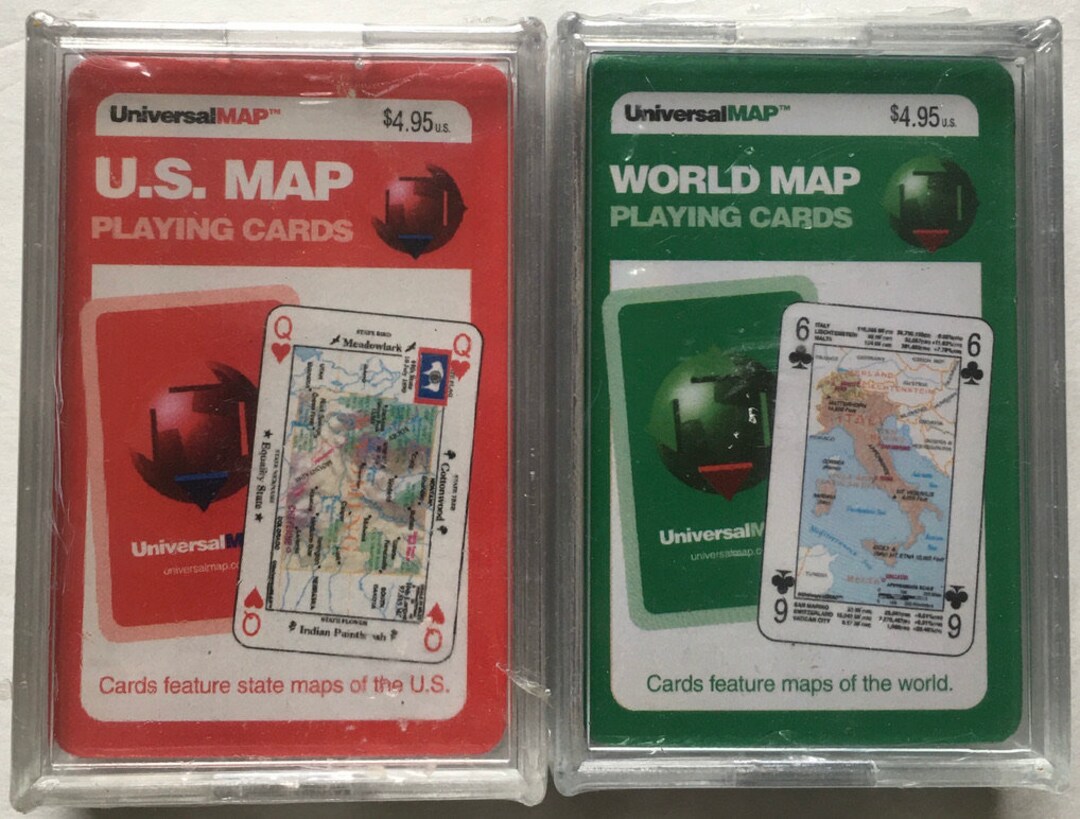 Universal Map Vintage Playing Cards US State Maps and World Maps New ...