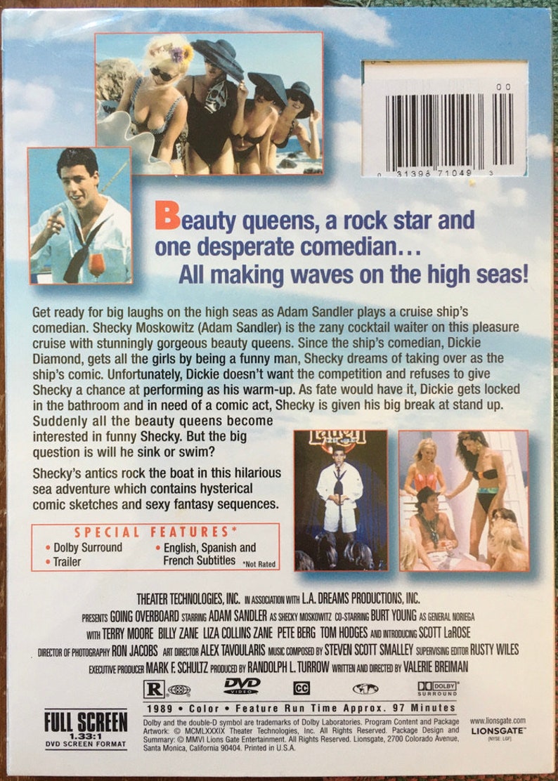 Adam Sandler Going Overboard DVD Original 1989 Full Screen Dolby ...