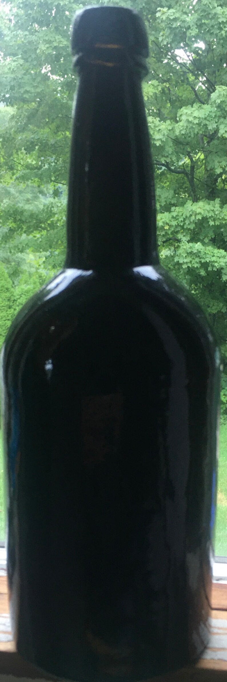 Rare Antique Black Glass Bottle - Etsy