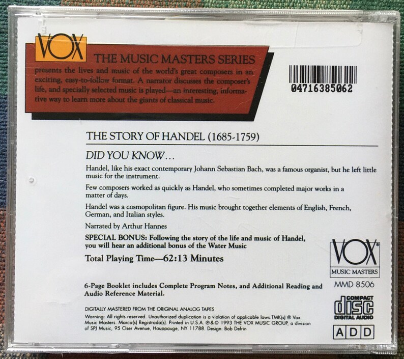 An Introduction to the Classics the Story of Handel in Words & Music ...