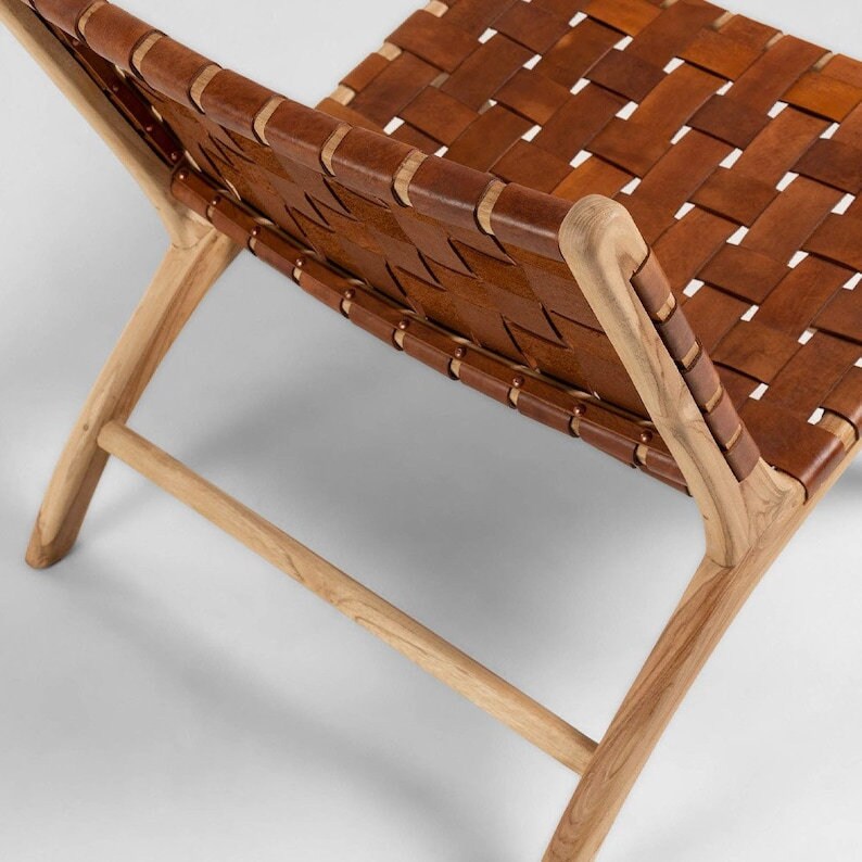 Classic Wood Chair, Moroccan Chair Armchair Tan, Leather and Walnut ...