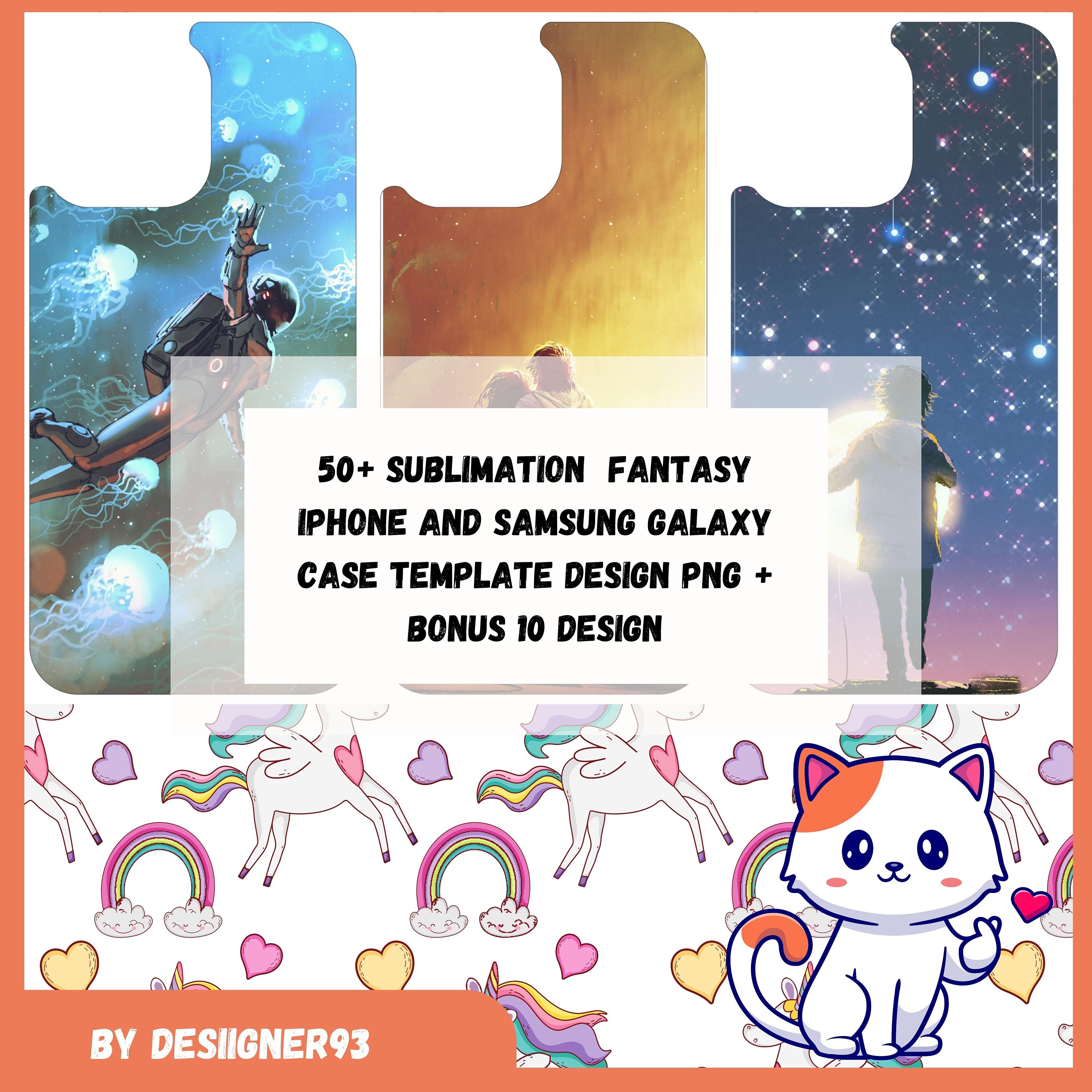 50+ Sublimation Fantasy iPhone and Samsung Galaxy Case Template Design ...