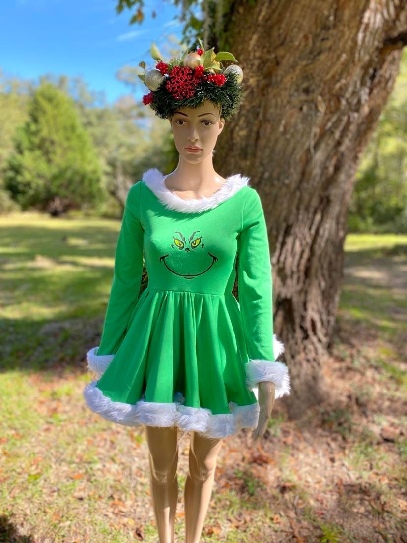 Grinch Christmas Dress, Cosplay, Party Costume, Holiday Outfit, Women ...