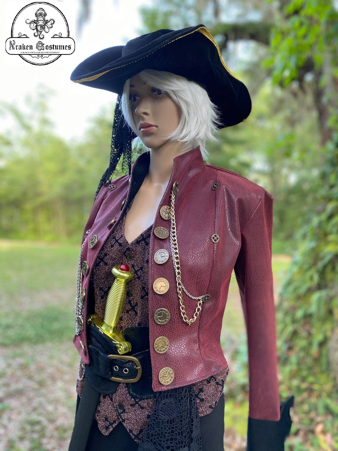 Captain Hook Costume, Custom Sizes Available, Adult Neverland Cosplay ...