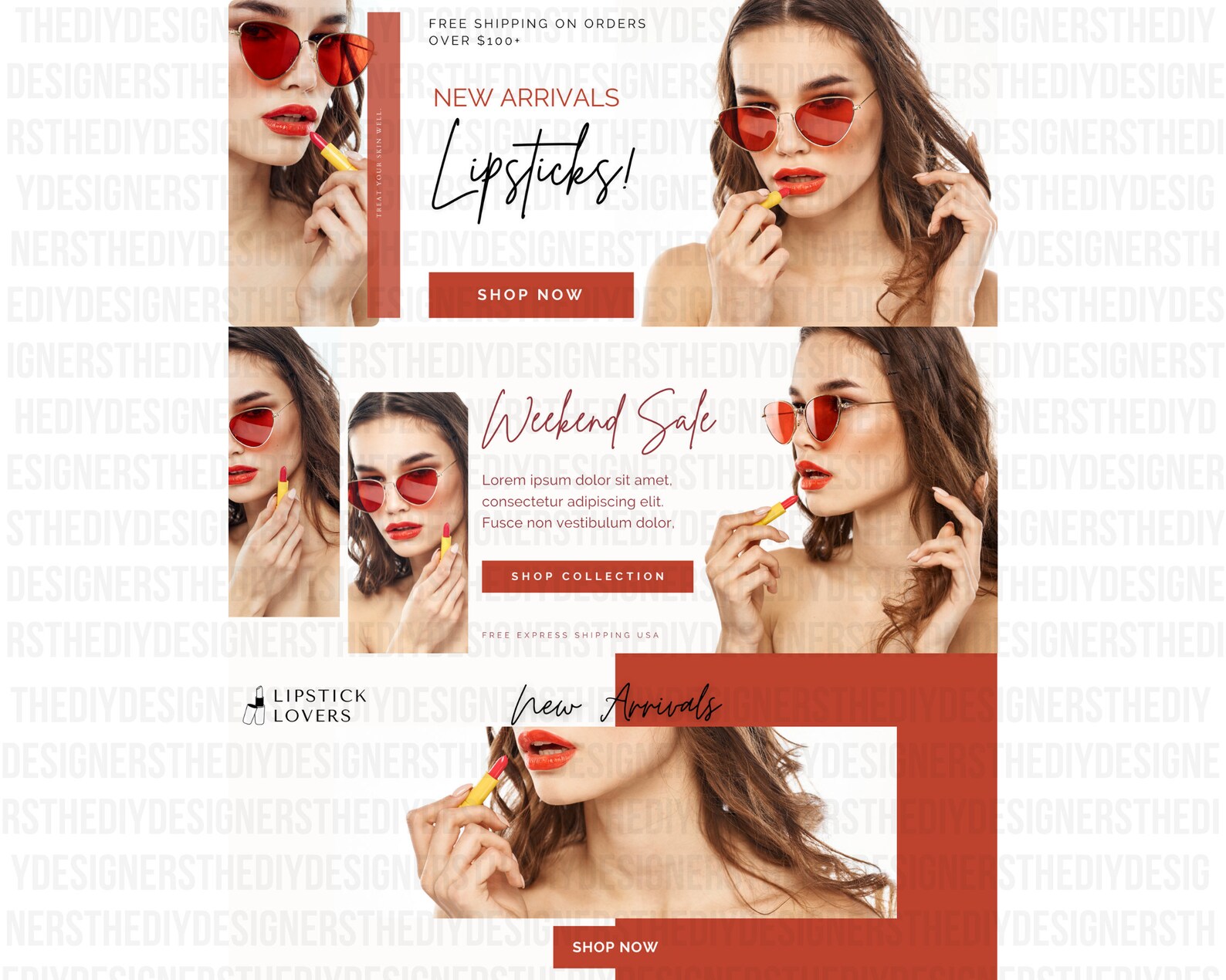 Makeup Lipstick Shopify Banner Make Up Web Banner Website | Etsy