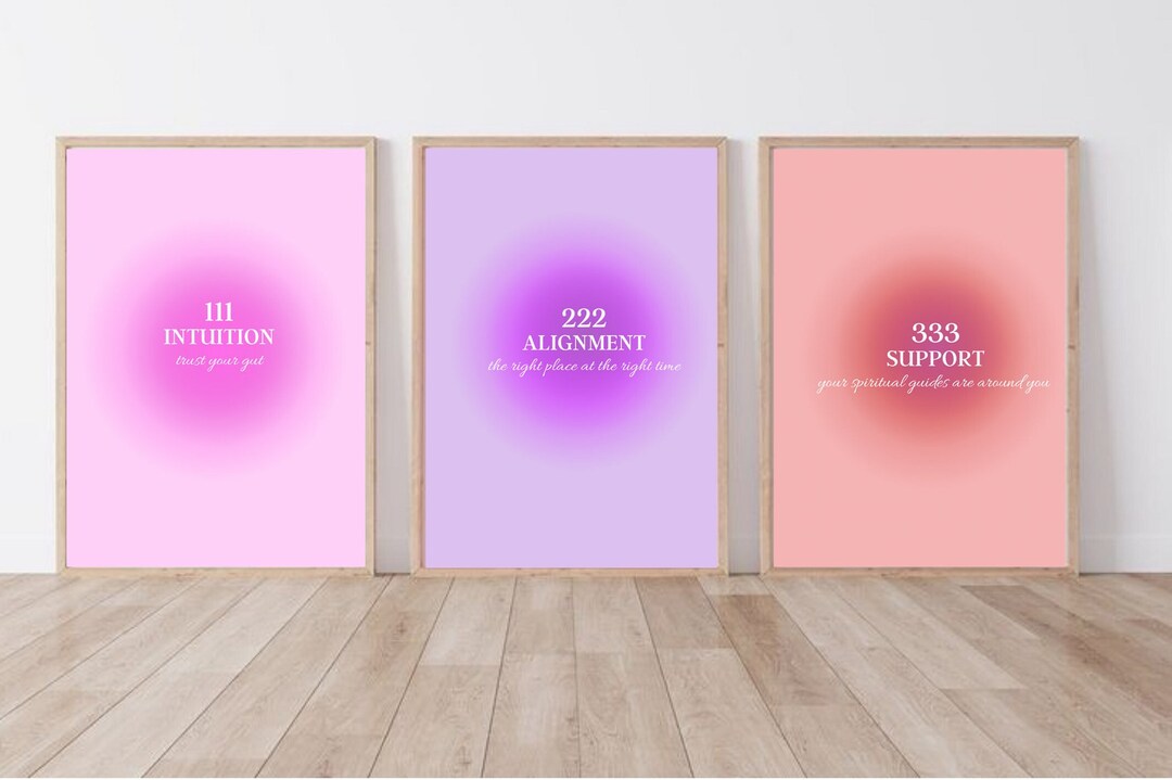Angel Numbers Wall Art, Intuition, Support, Alignment, 111 222 333 ...