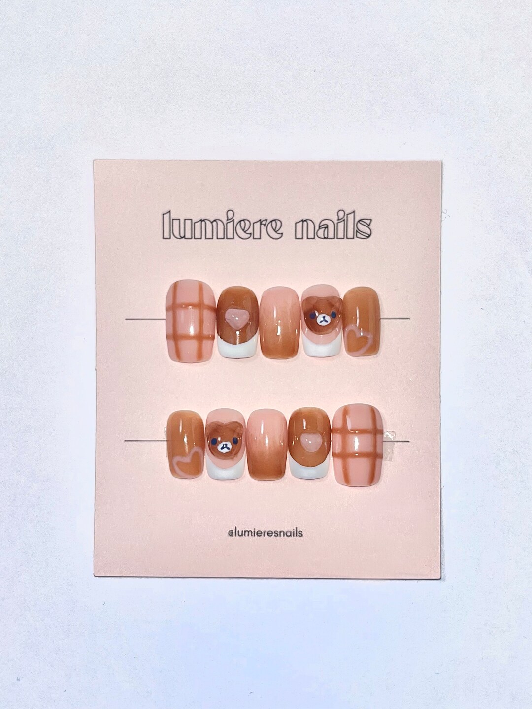 Cocoberry Bear Press Ons | Dessert Themed Kuma Handmade 3D Gel Nails ...