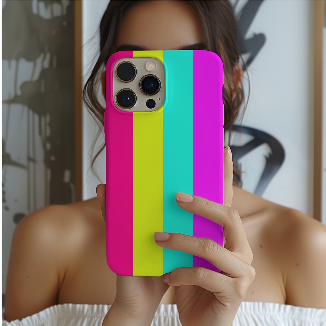 Matching Summer Rainbow Neon Stripes Phone Case iPhone 14 13 12 Pro Max ...