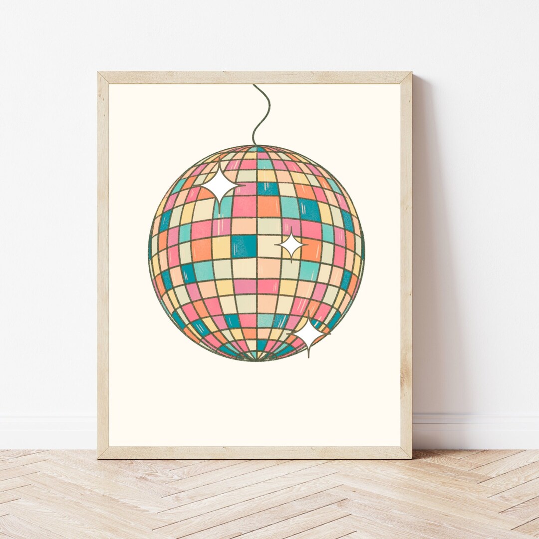 Retro Disco Balls-70s Style Poster-trendy Retro-boho Wall Art-disco ...