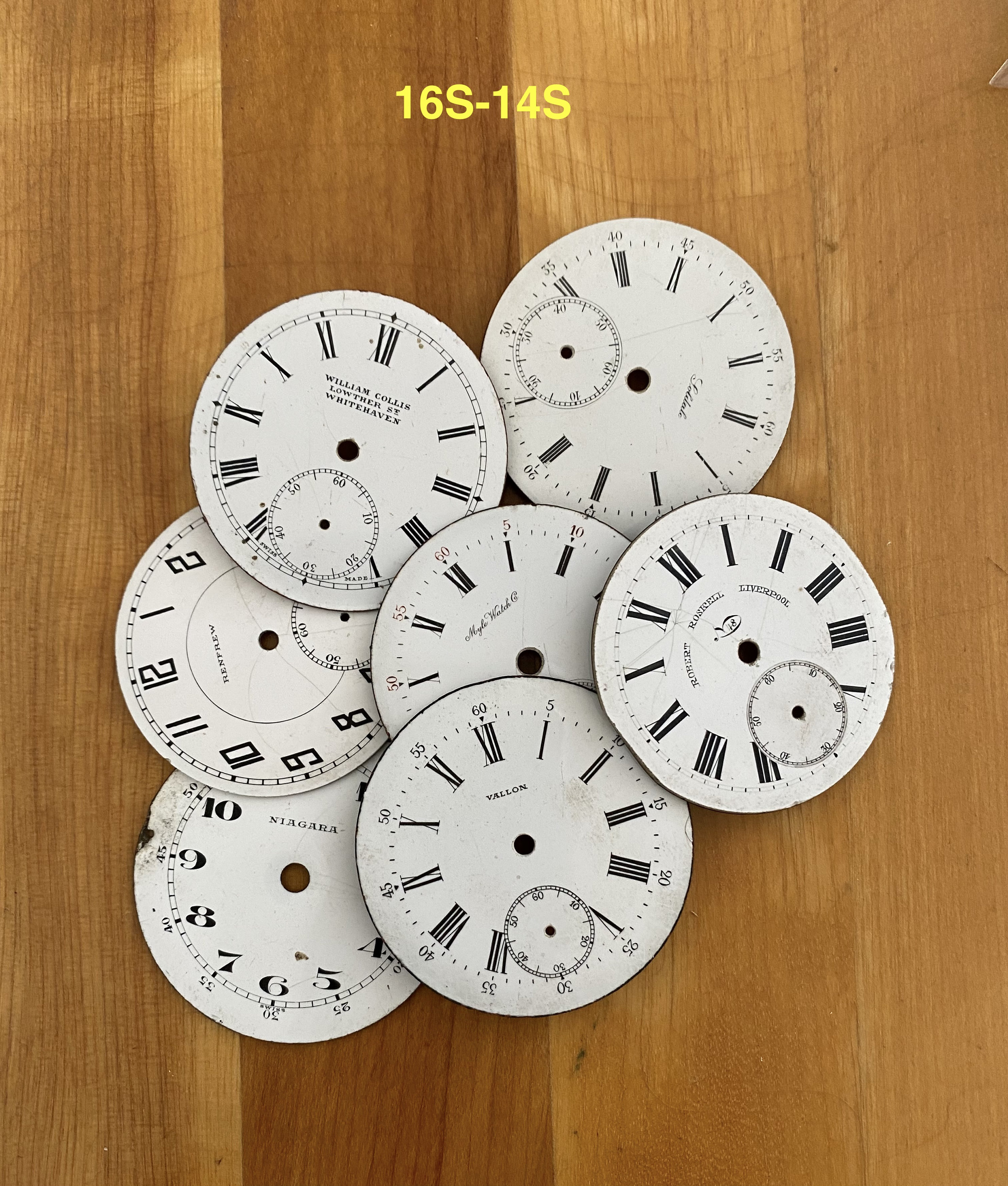 Vintage Porcelain Dials/faces, Used, 18S-16S Sizes, Waltham, Elgin ...