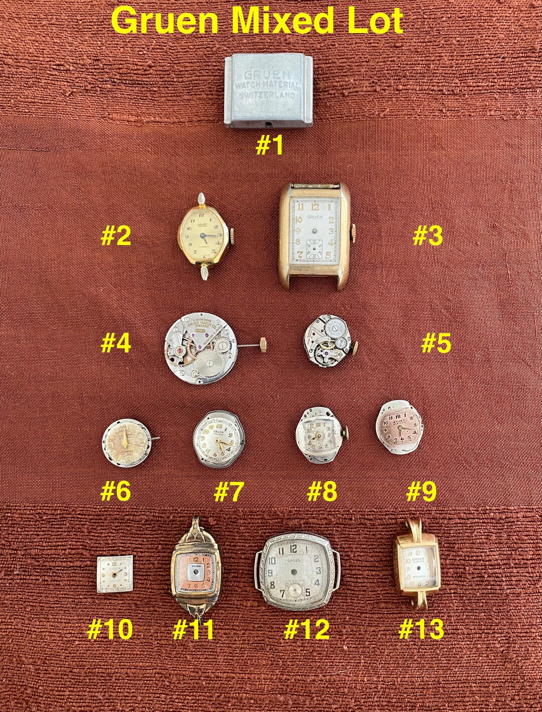 GRUEN Vintage Movements, Various Sizes, Shapes and Prices, GRUEN Metal ...