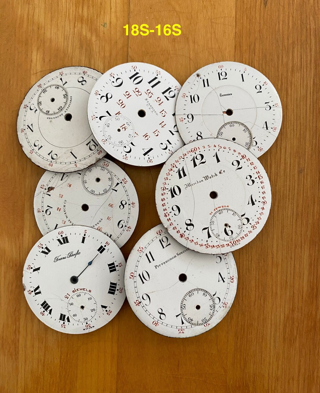 Vintage Porcelain Dials/faces, Used, 18S-16S Sizes, Waltham, Elgin ...