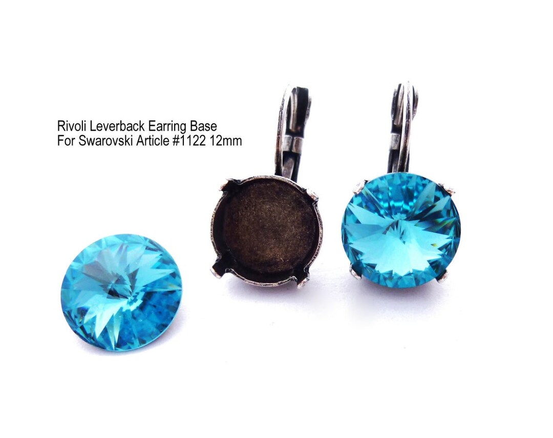 Empty Earring Settings for 12mm Round Rivoli Crystals, Base Fits ...