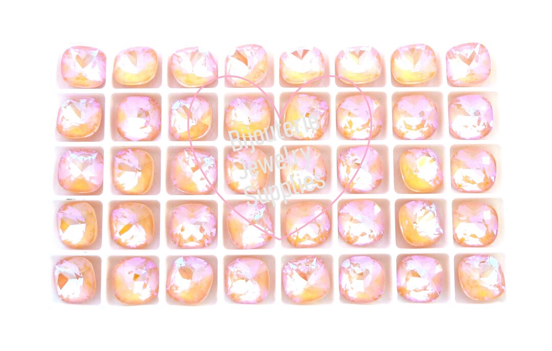 Peach Shimmer Loose Crystals, Light Peach AB, 4470 12mm Fancy Cushion ...