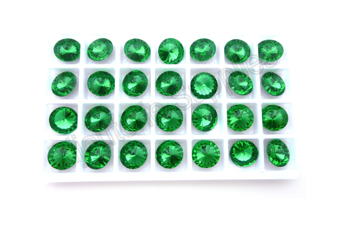 Aurora Erinite 1122 14mm Rivoli Round Loose Crystals, Pointed Foiled ...