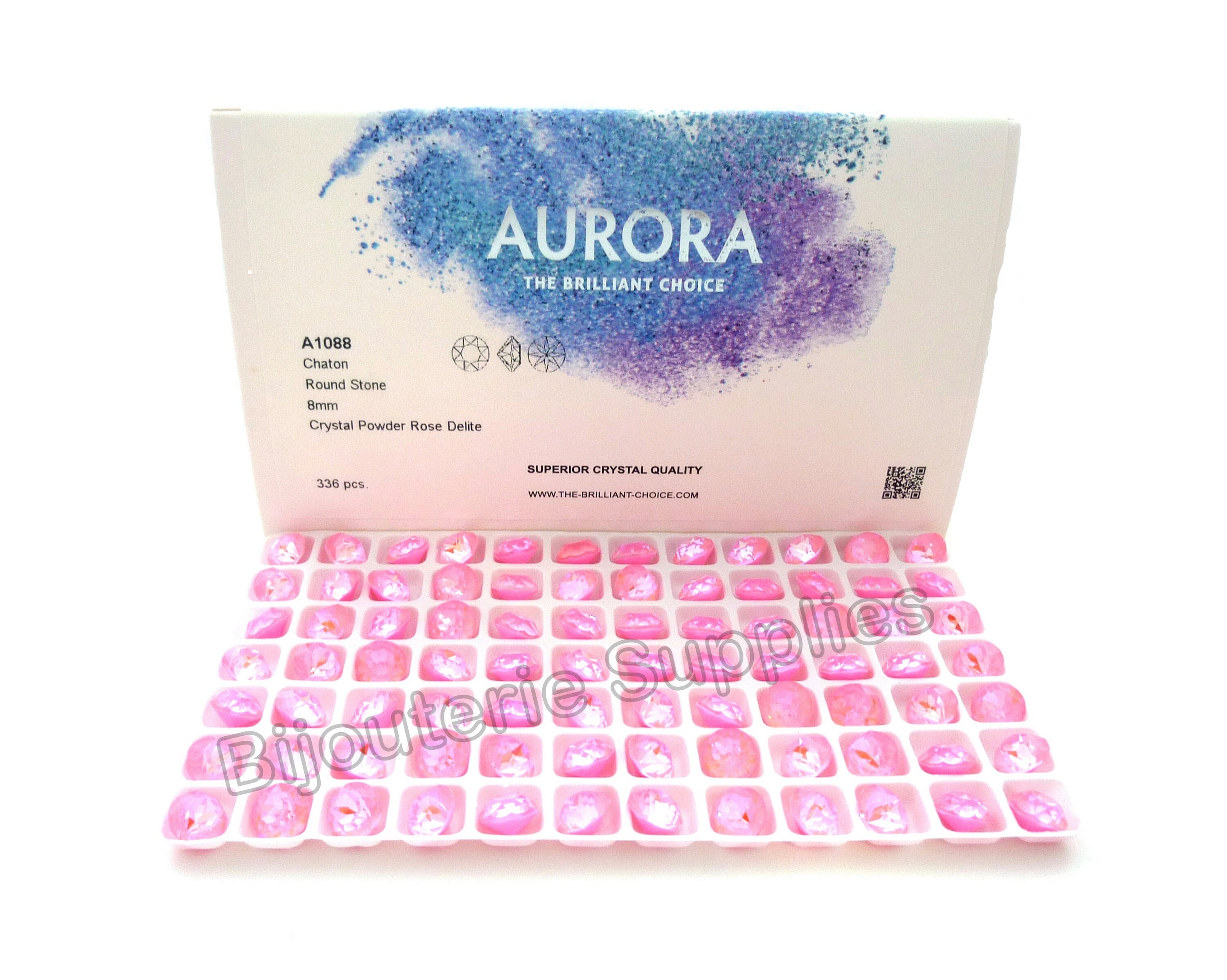 Aurora Crystal Powder Rose Delite Loose Foiled Back Crystals, 1088 8mm ...