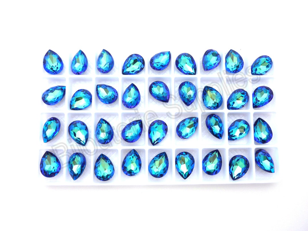 Aurora Bermuda Blue Loose Crystals, 4320 14x10mm Fancy Pear Teardrop ...