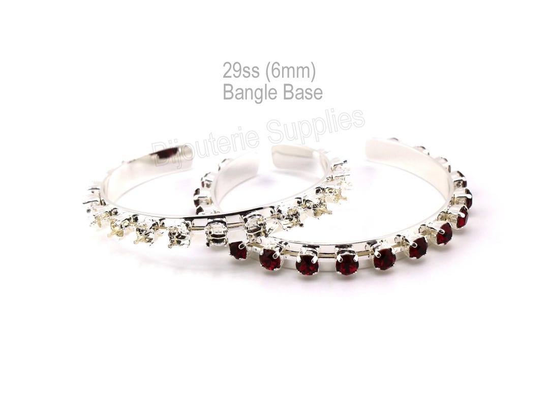 XL Cuff Bangle Bracelet Base for Setting Round 6mm 29ss Crystals, 18 ...