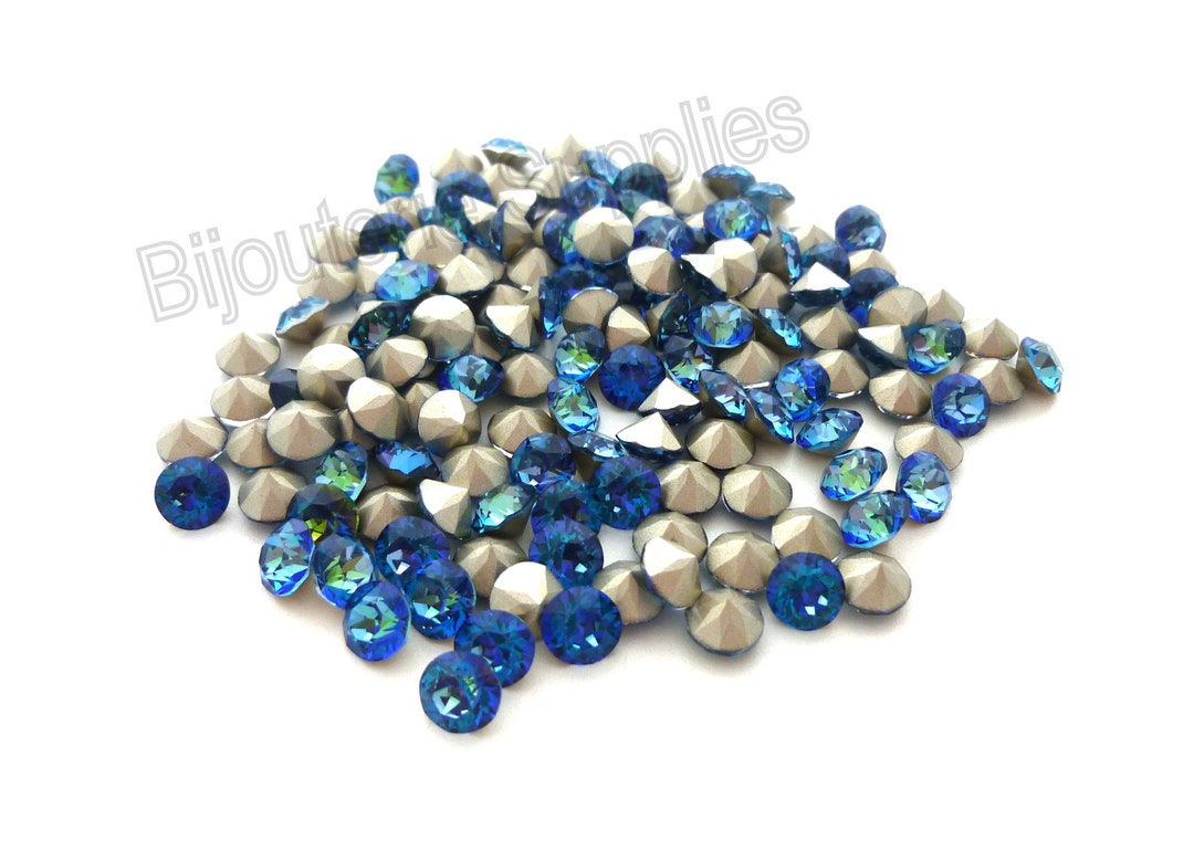 Aurora Premium Bermuda Blue Loose Foiled Back Crystals, 1088 6mm Round ...