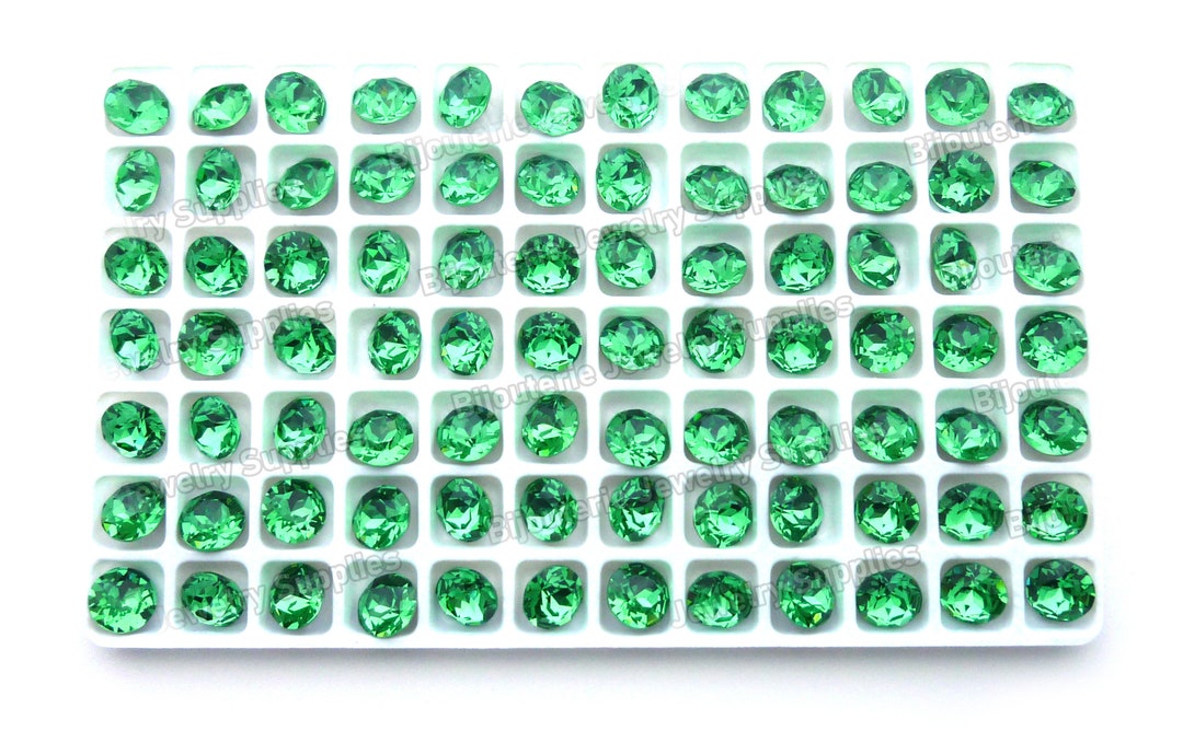 Aurora Premium Erinite Green Loose Foiled Back Crystals, 1088 8mm Round ...