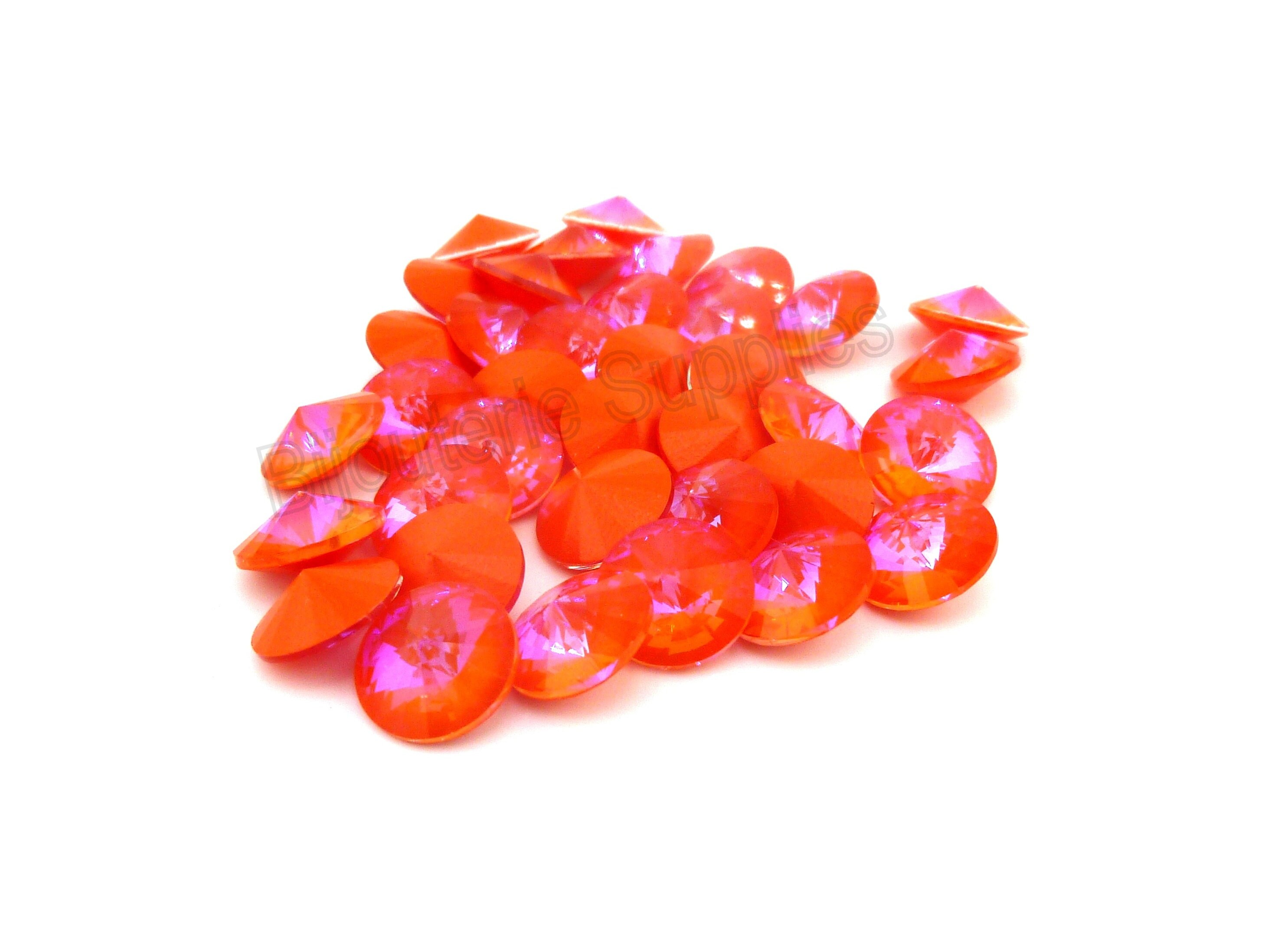 Orange Lacquer Delite Loose Crystals, 1122 12mm Round Rivoli, Pointy ...