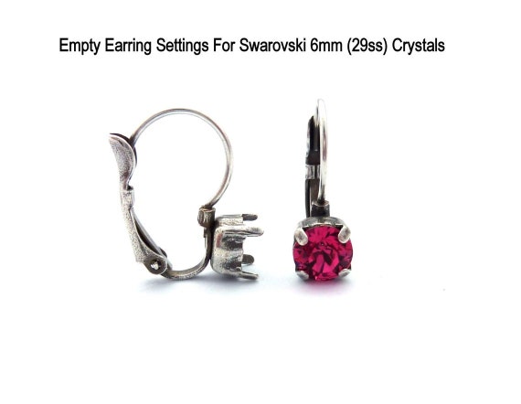 Earring Settings 6mm Drop Lever Back Fits Swarovski 1088 29ss Crystals Empty Jewelry Bases Prong Setting DIY Jewelry Assorted Finishes Etsy