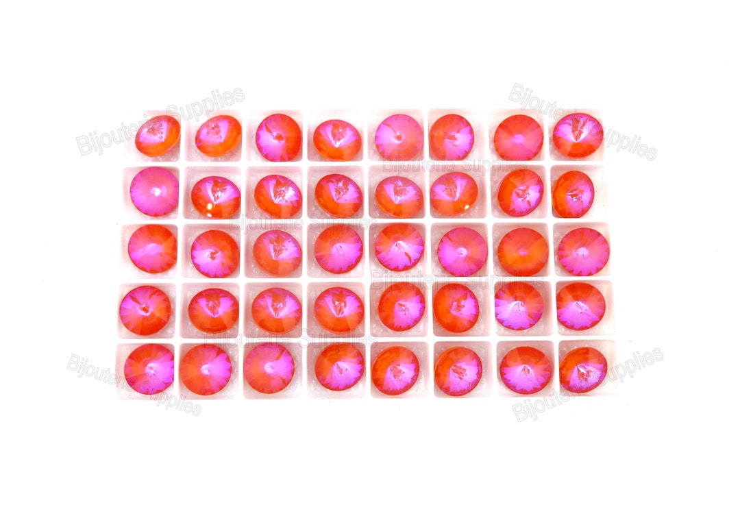 Orange Lacquer Delite Loose Crystals, 1122 12mm Round Rivoli, Pointy ...
