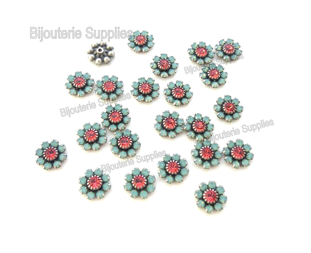 Austrian Crystal Flowers, Padparadscha & Pacific Opal, Dainy Crystal ...