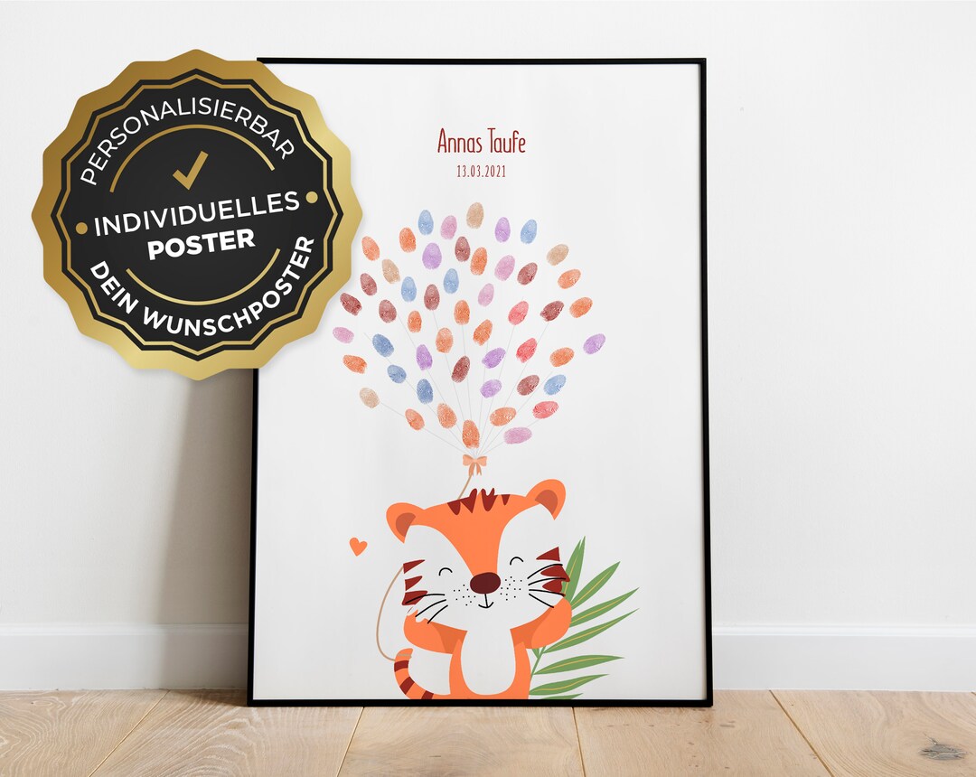 Poster: Fingerprint Tiger, Customizable - Etsy