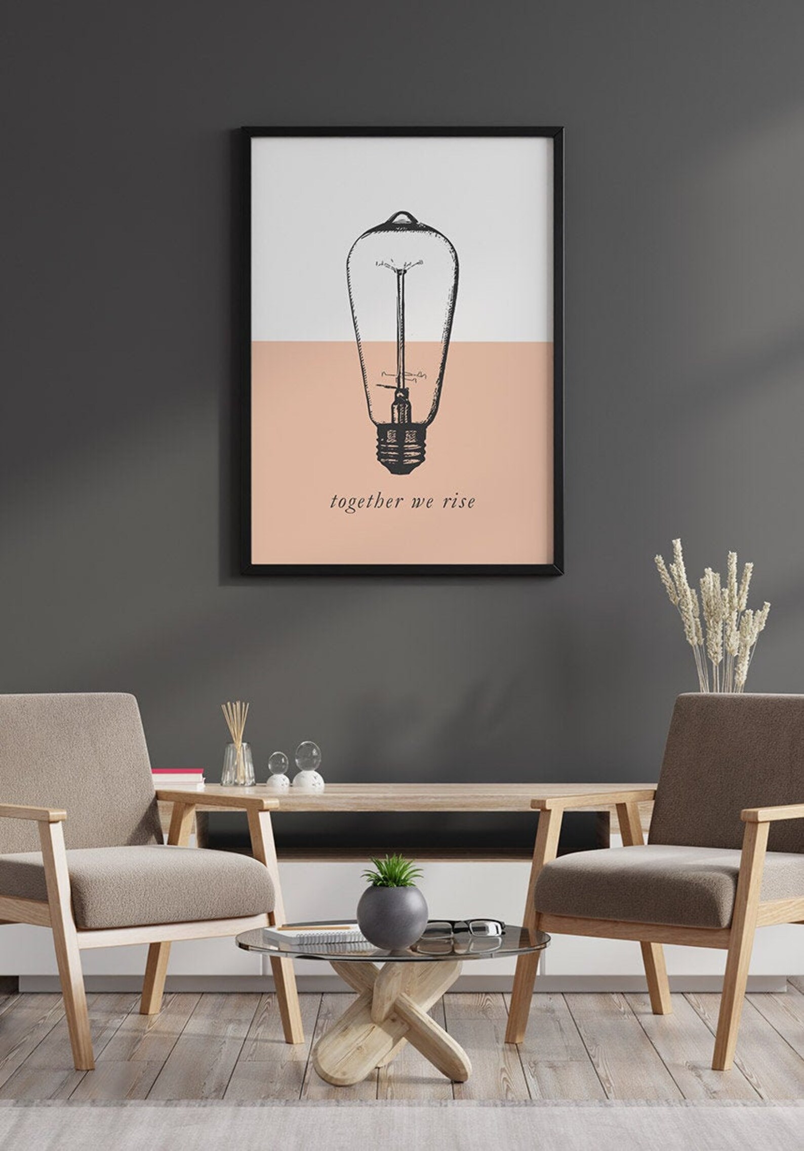 Poster: Vintage Light Bulb Together We Rise - Etsy