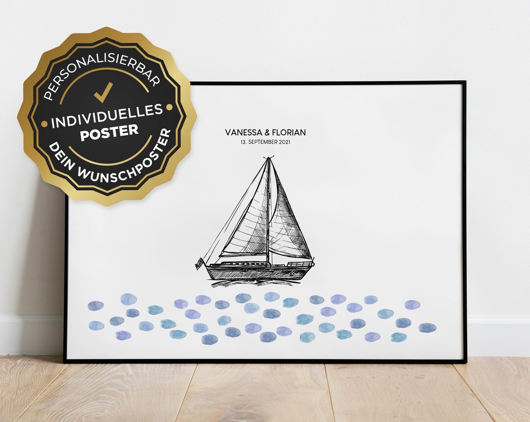 Poster: Fingerabdruck Segelboot Poster, personalisierbar - Etsy.de