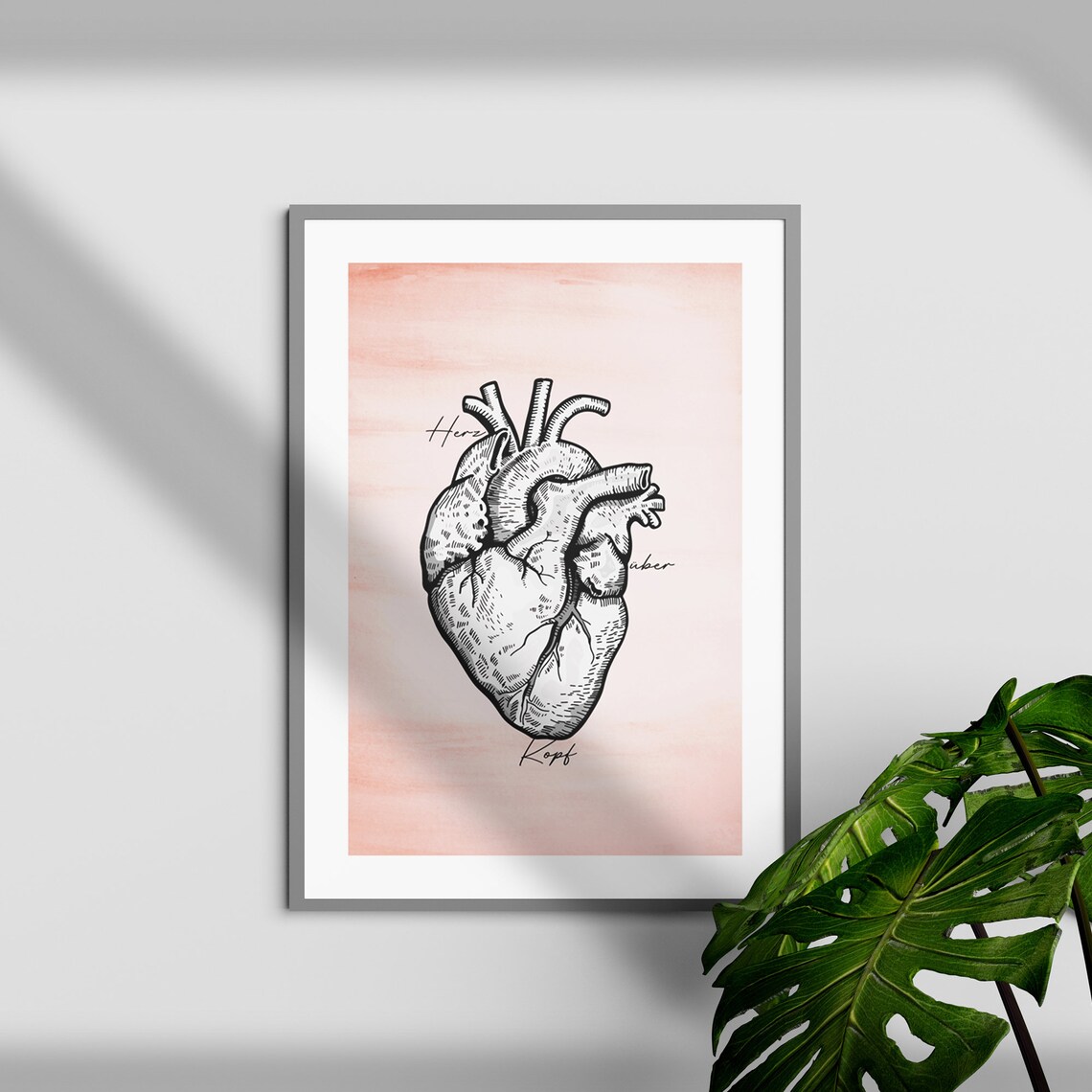 Heart Over Head Poster Heart Poster Typography Poster | Etsy