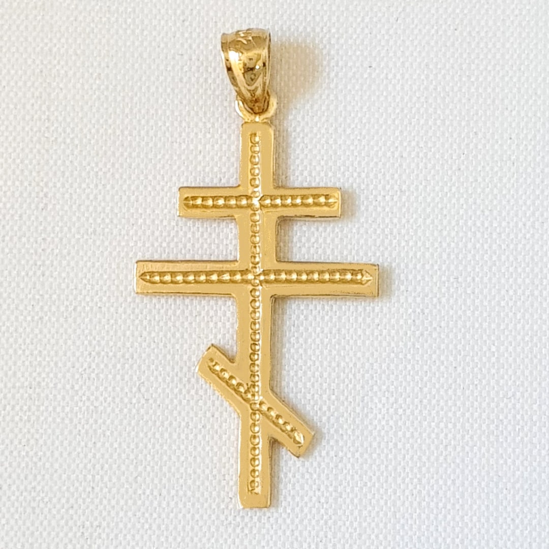 14K Yellow Gold Orthodox Cross Pendant - Etsy