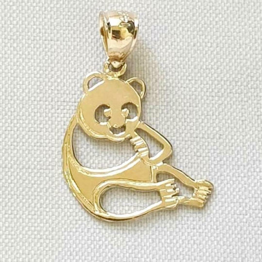 14K Yellow Gold Panda Bear Pendant - Etsy