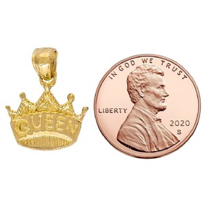 14K Yellow Gold QUEEN CROWN Pendant - Etsy