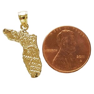 14K Yellow Gold Florida State Map Pendant - Etsy