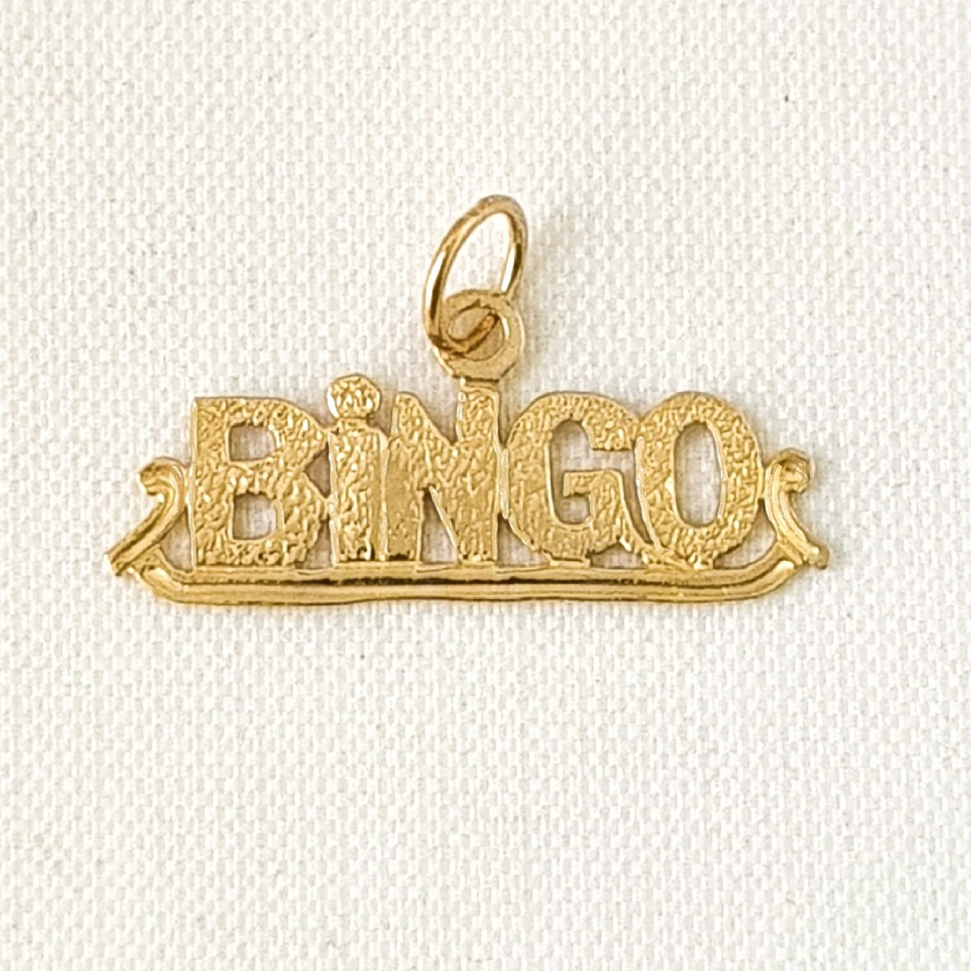 14K Yellow Gold BINGO Pendant Charm - Etsy