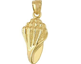 14k Solid Gold Mini Conch Shell Pendant - Etsy