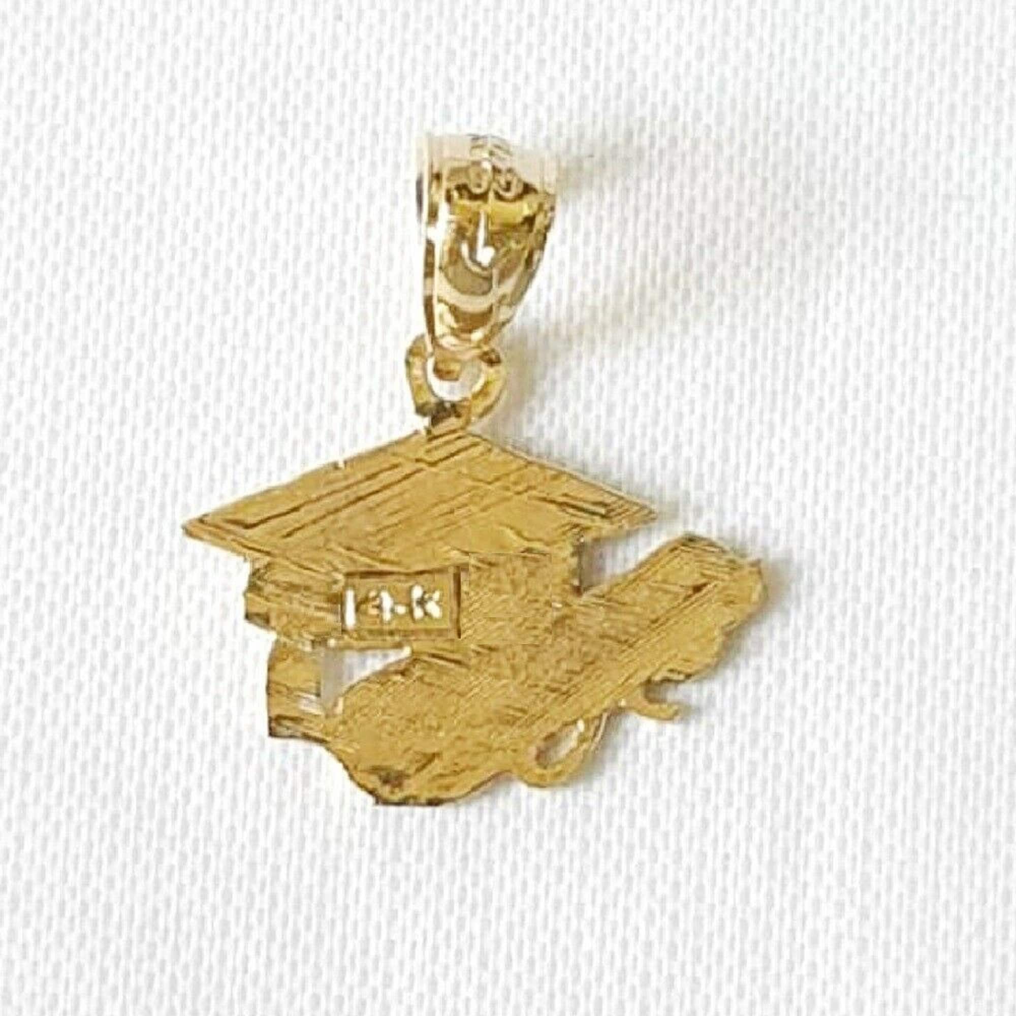 14K Yellow Gold Graduation Cap Hat Diploma Pendant | Etsy