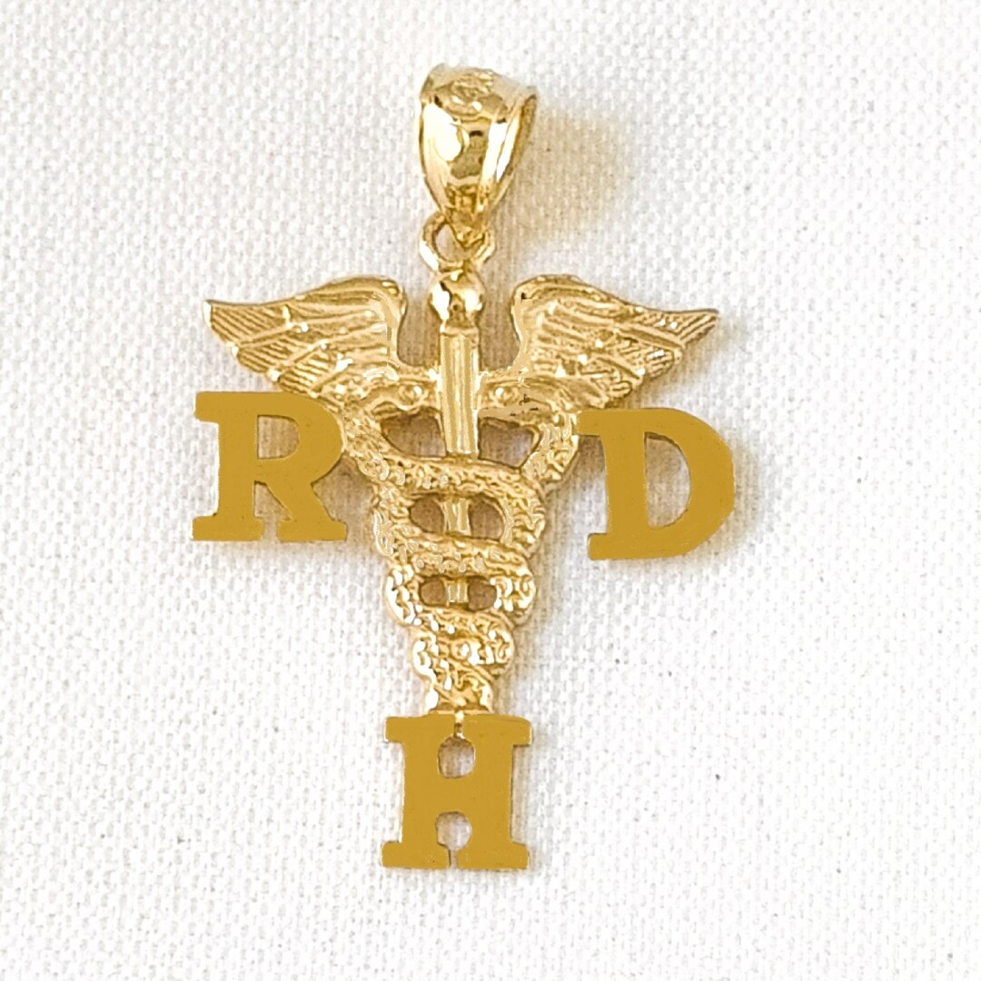 14K Yellow Gold RDH Registered Dental Hygienist Medical Pendant - Etsy