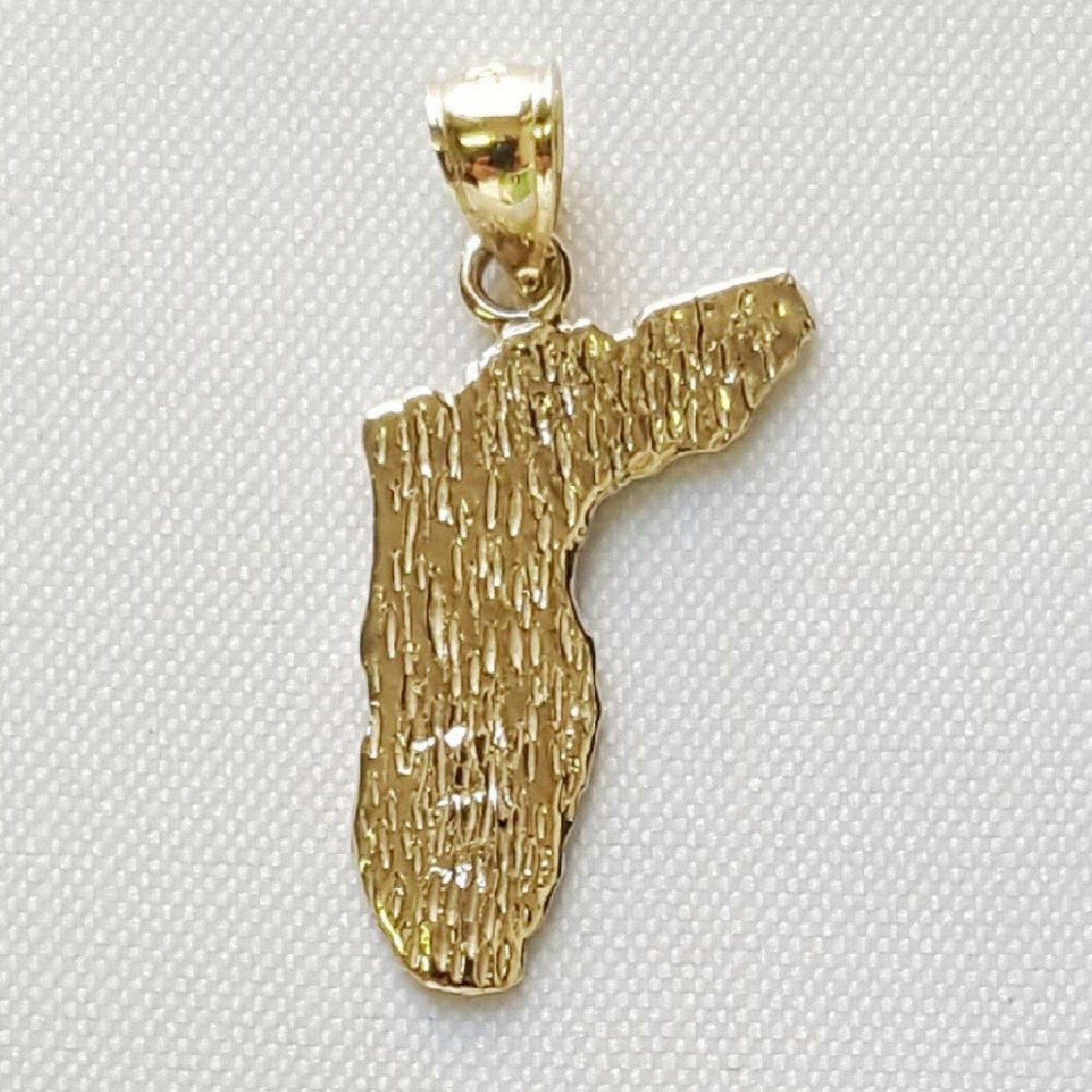 14K Yellow Gold Florida State Map Pendant | Etsy