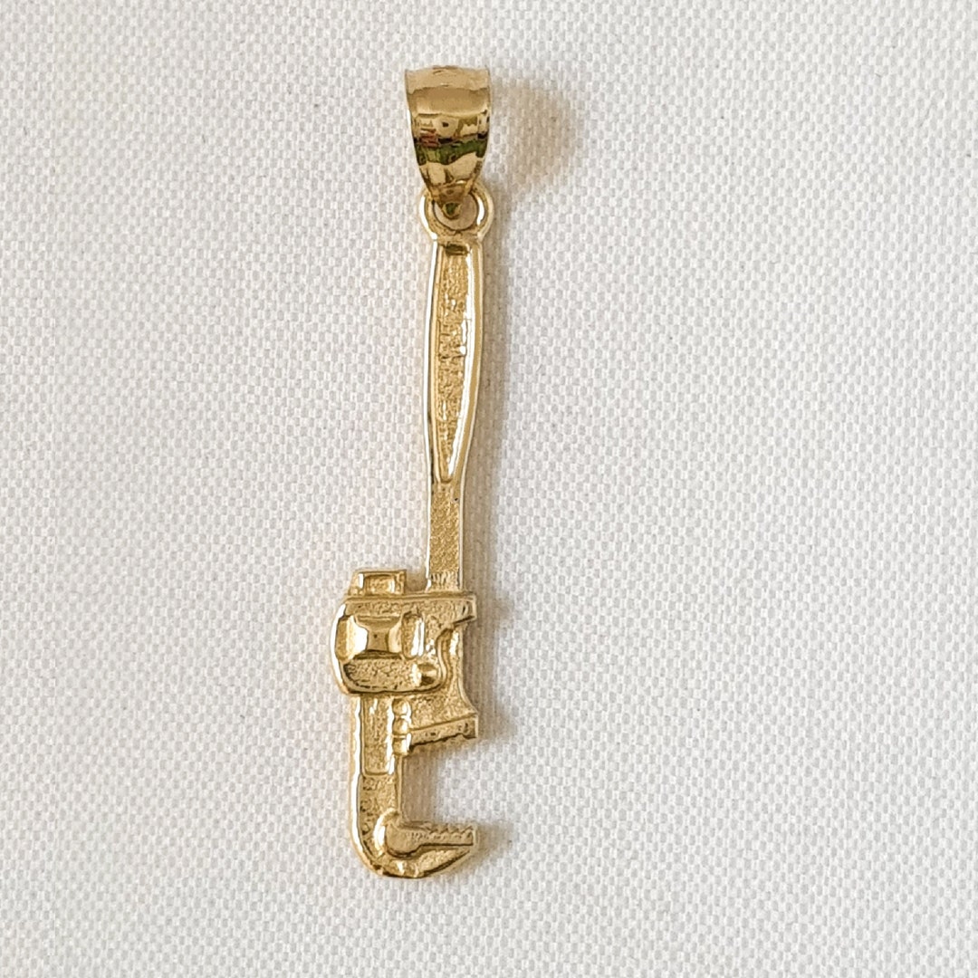 14K Yellow Gold Monkey Wrench Tool 3D Solid Pendant - Etsy