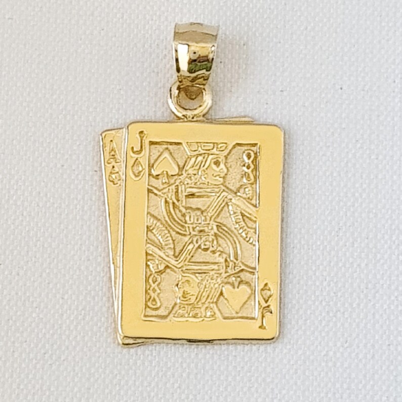 14K Yellow Gold Ace and Jack Playing Cards Pendant - Etsy
