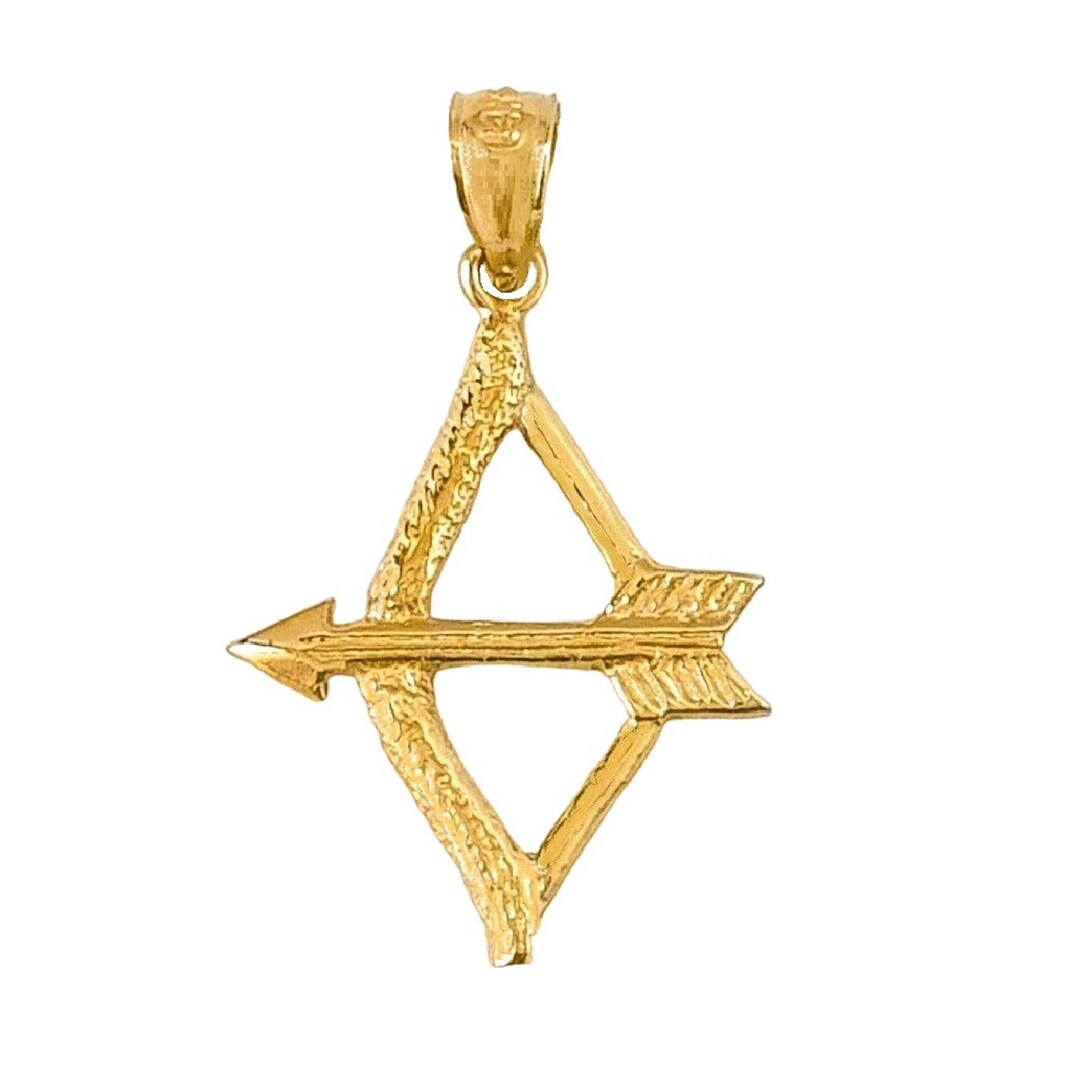 14K Yellow Gold BOW and ARROW Pendant - Etsy
