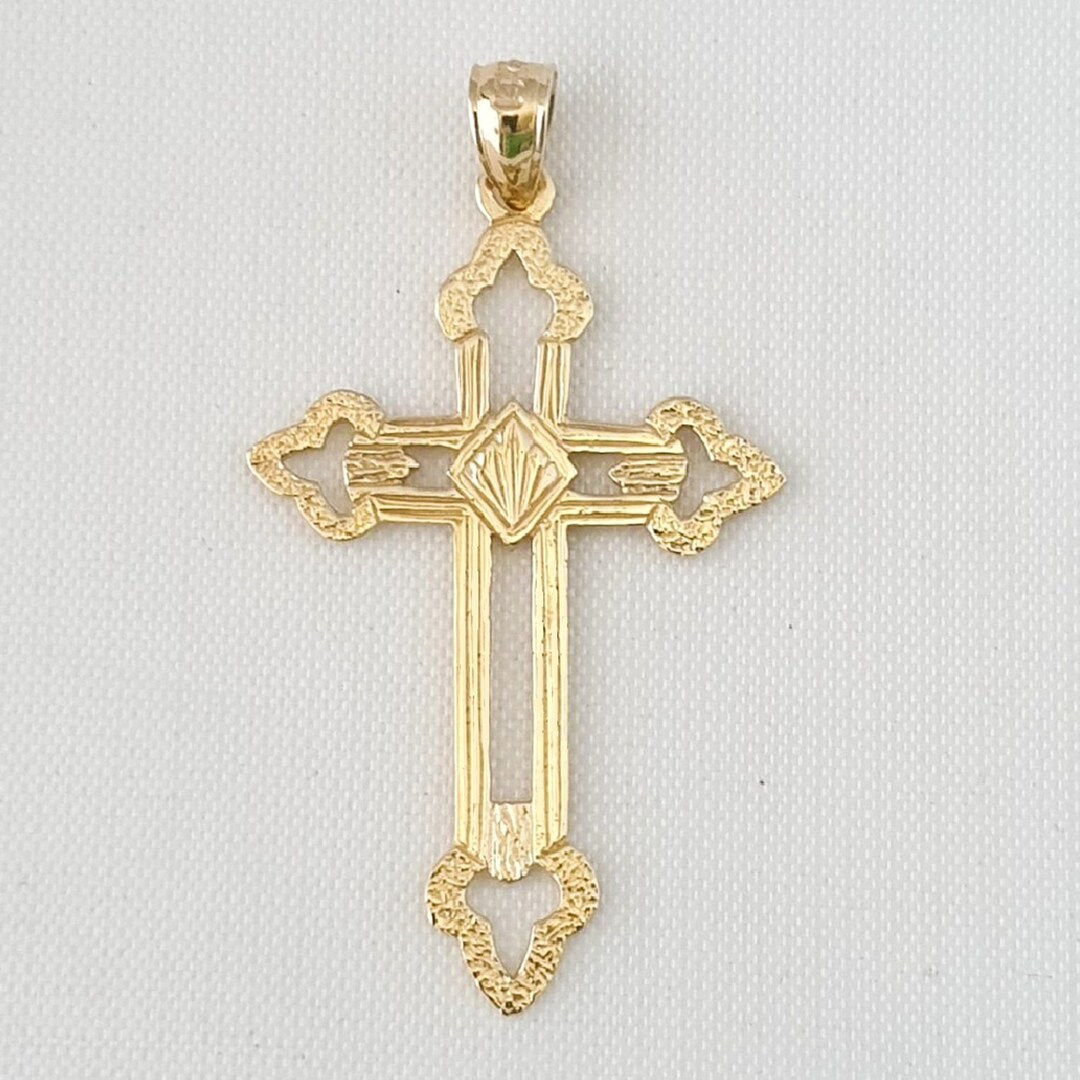 14k Yellow Gold Cross Large Pendant - Etsy