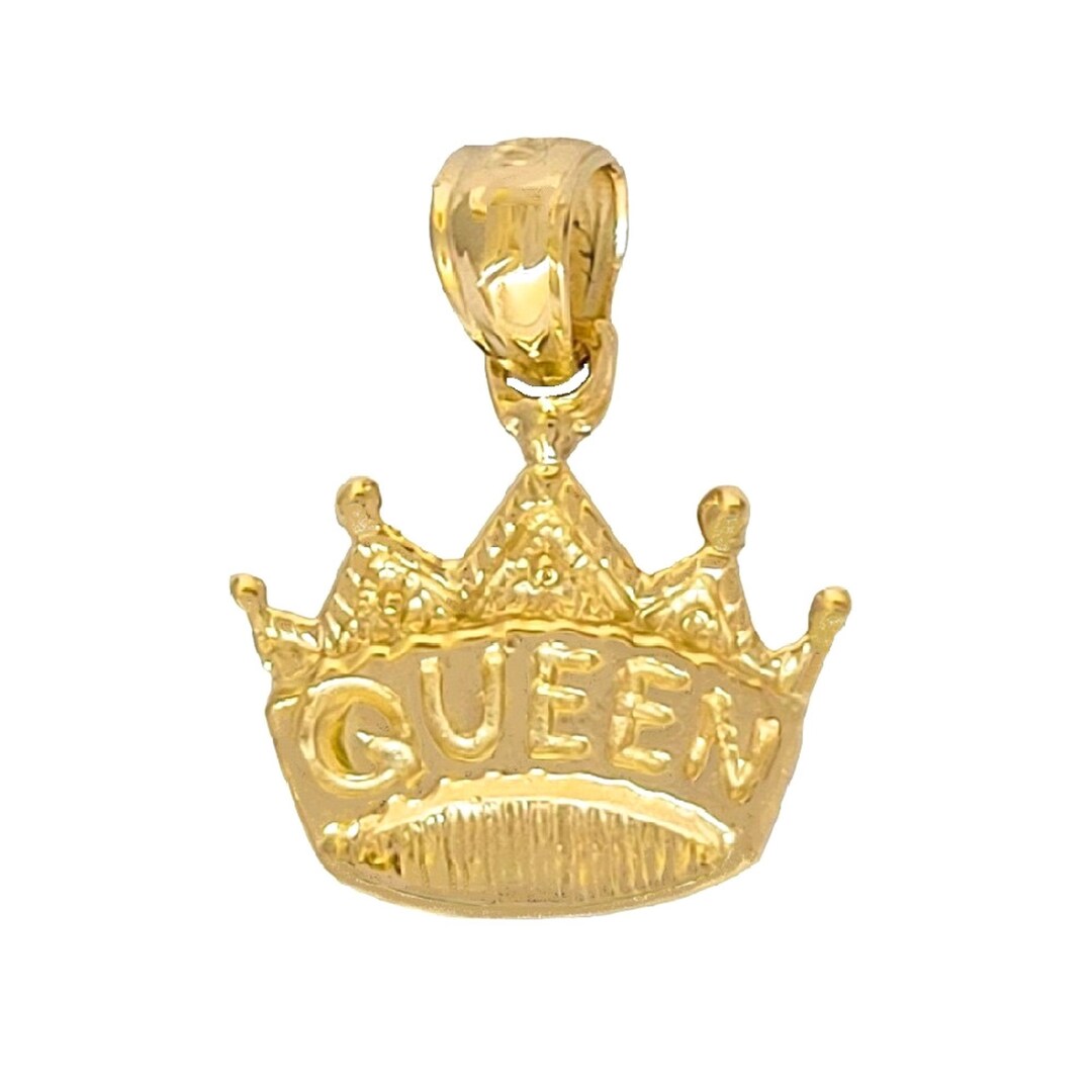 14K Yellow Gold QUEEN CROWN Pendant - Etsy