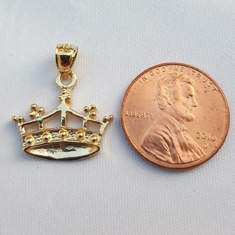 14K Yellow Gold CROWN Pendant - Etsy