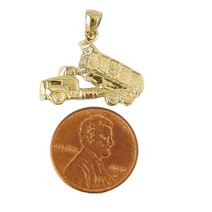14K Yellow Gold DUMP TRUCK Pendant - Etsy